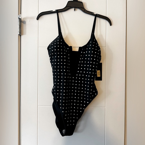 Swim | Gianni Bini Glitz Gem Embellished Vwire Plunge One Piece ...